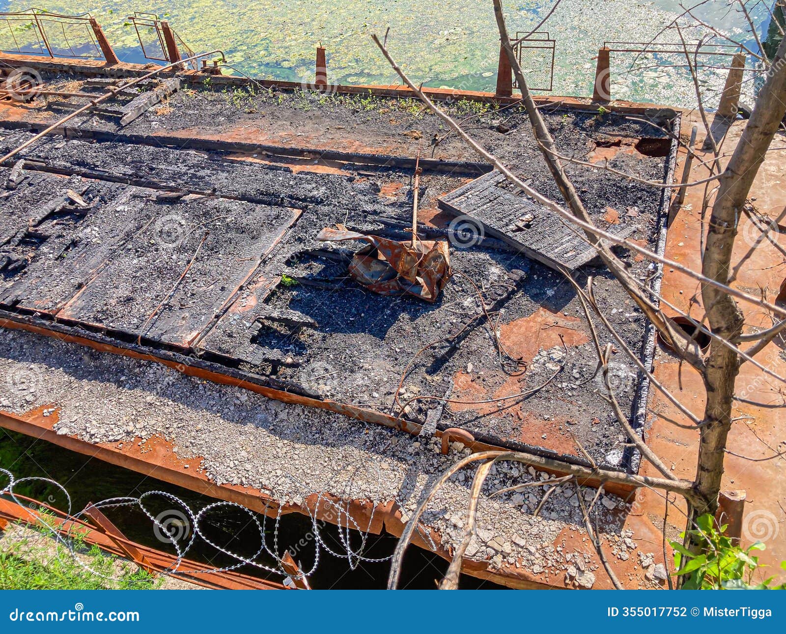 Image Shows a Scene of Destruction with a Severely Damaged Structure ...