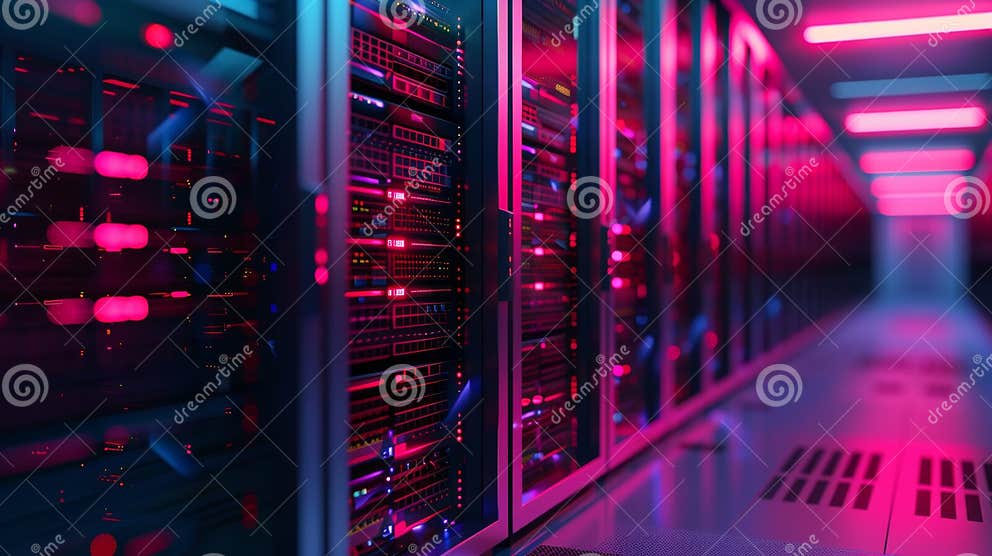 The Image Shows a Server Room with a Lot of Computer Servers. the ...