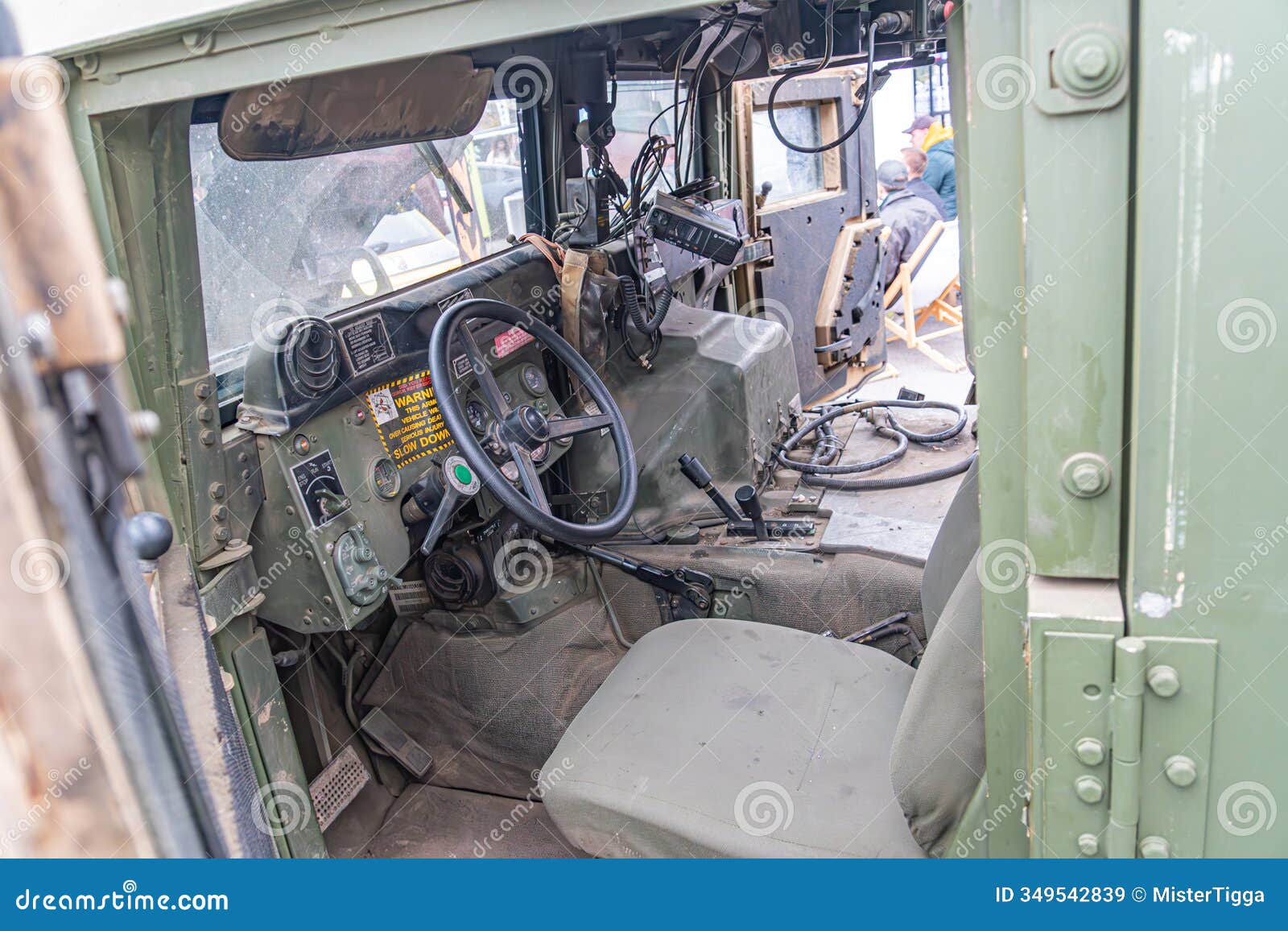 Image Shows Side View of a Worn, Utilitarian Military Vehicle Interior ...