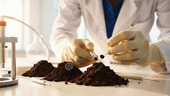 Soil Testing in a Laboratory Stock Illustration - Illustration of ...