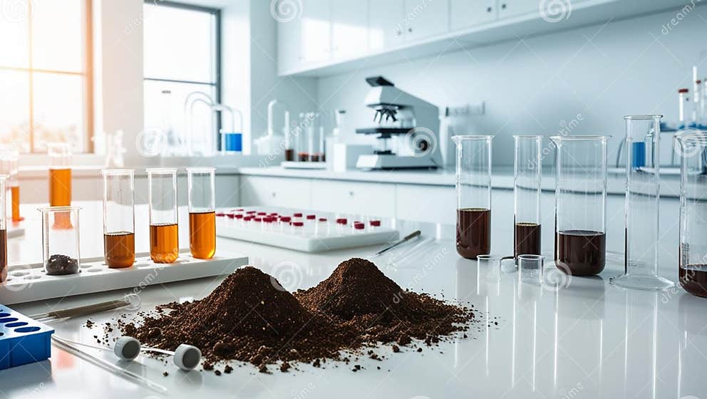 Soil Testing in a Laboratory Stock Illustration - Illustration of ...