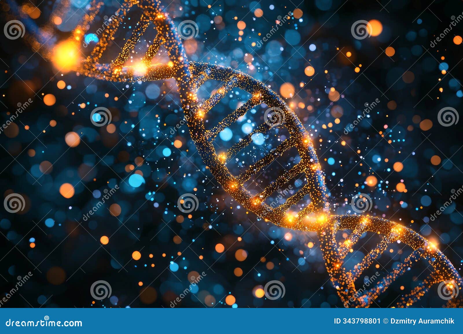 The Image Shows a Stunning 3D Rendering of a DNA Strand Stock ...