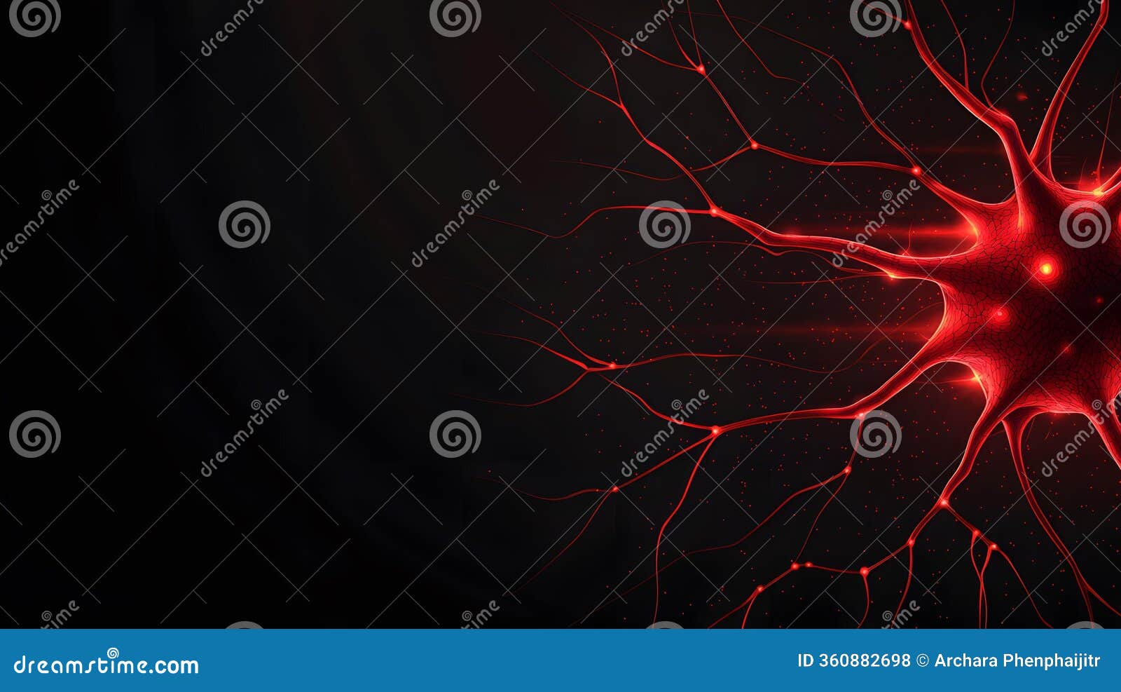 The Image Shows a Stylized Rendering of a Neuron, a Nerve Cell, with ...