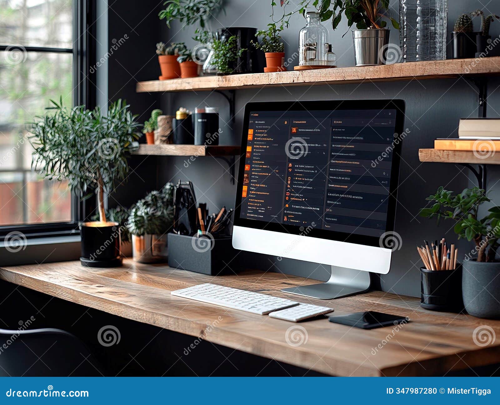 Image Shows a Tidy, Modern Workspace with a Computer Setup for Software ...