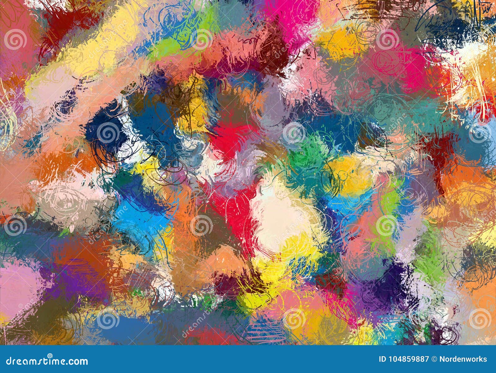 Abstract Art Sketch Texture. Colorful Lines Digitally Drawn. Colorful ...