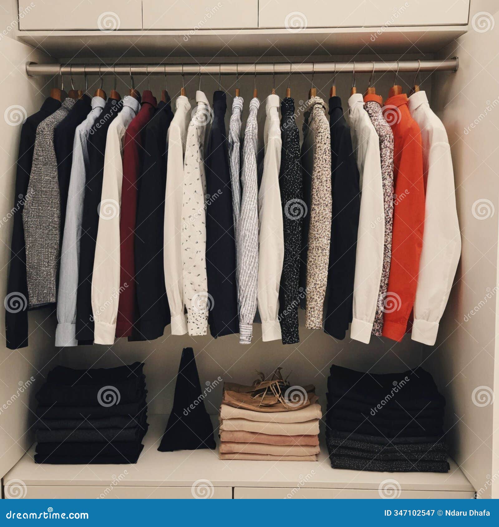 Lemari Pakaian Modern Dengan Susunan Rapi Dan Estetika Elegan Untuk ...