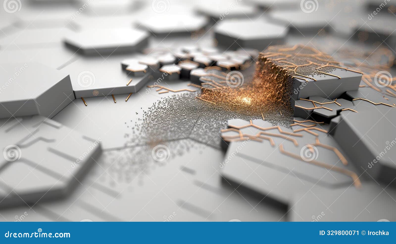 Disintegrating Hexagonal Surface Stock Illustration - Illustration of ...