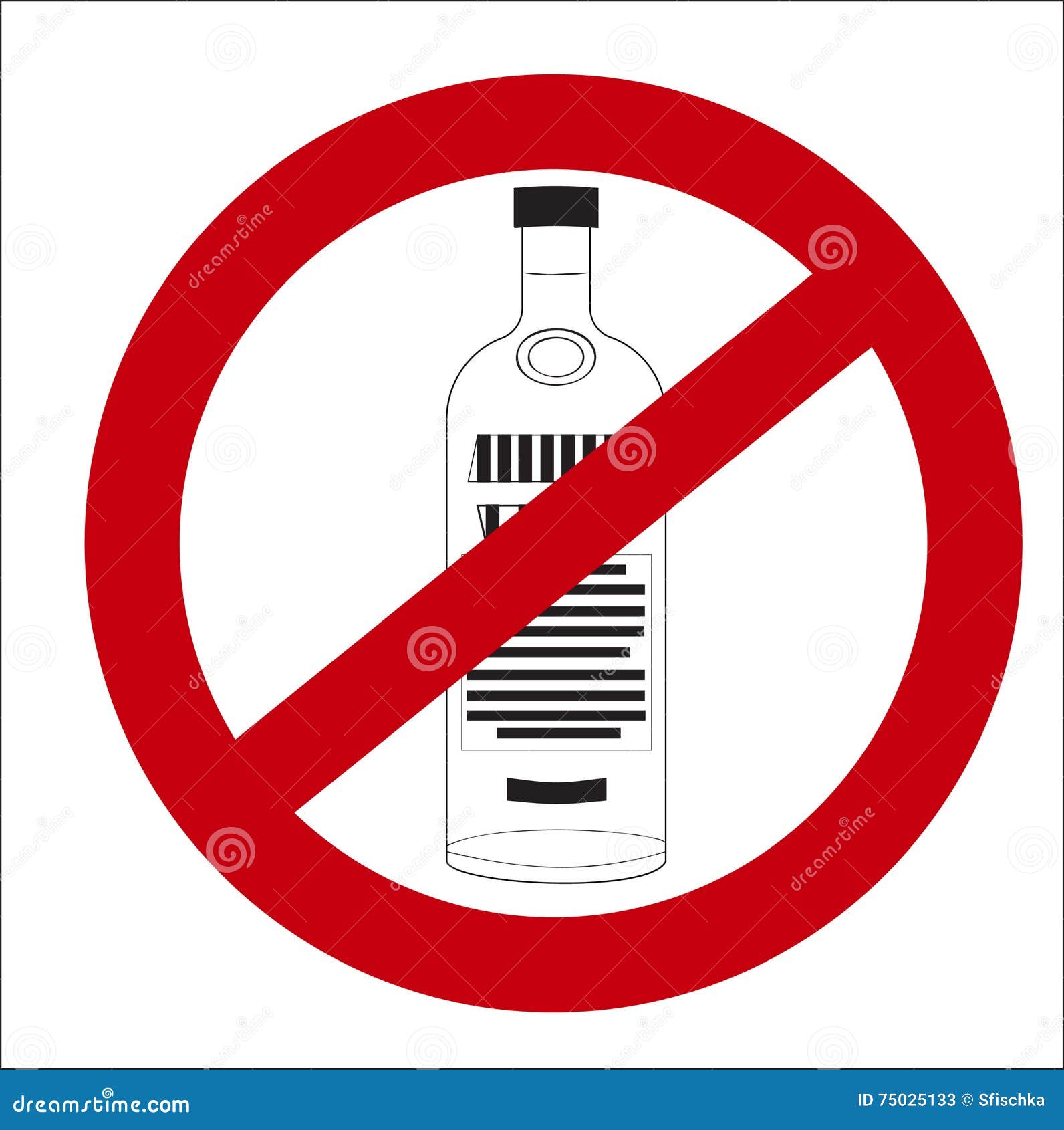 Prohibition Alcohol. Sign Ban Bottle Red Wine. Alcoholic Beverage With ...