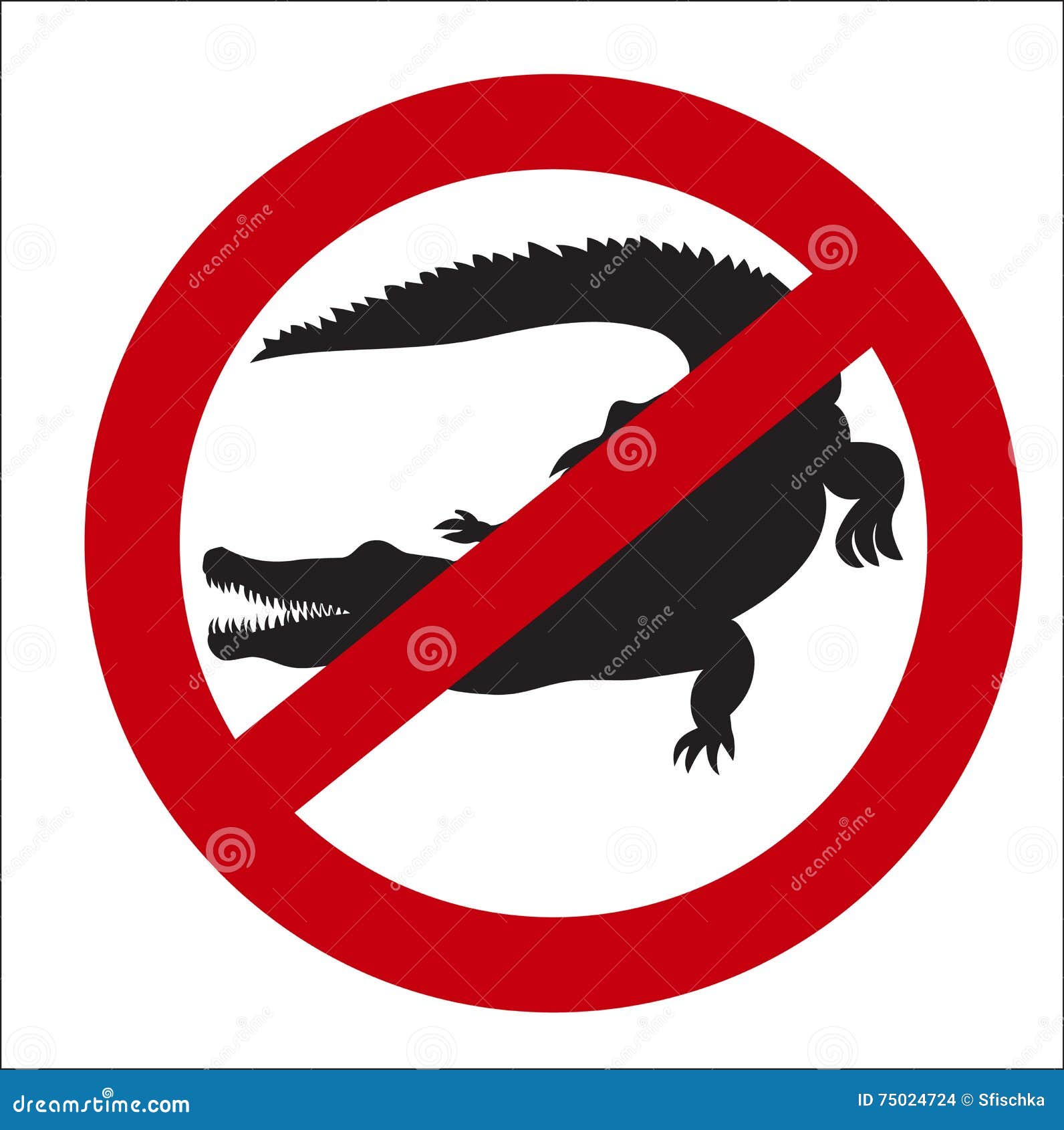 Image Sign of the Prohibition of Crocodiles Stock Vector - Illustration ...