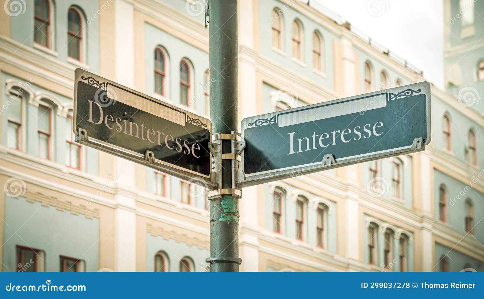 Signposts the Direct Way To Interest Versus Disinterest Stock Photo ...