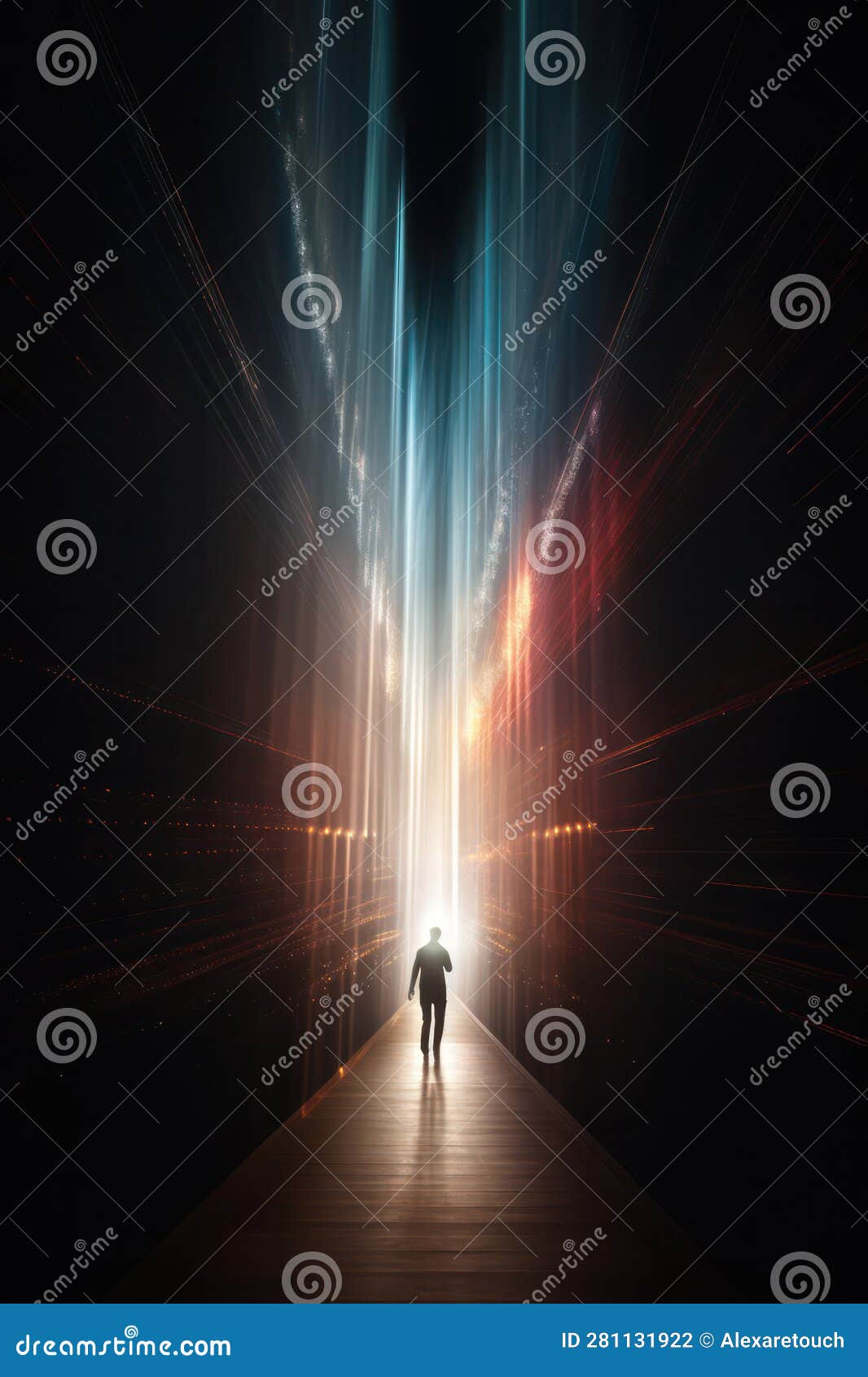 Image of a Silhouette of a Person Standing in Front of a Column of ...