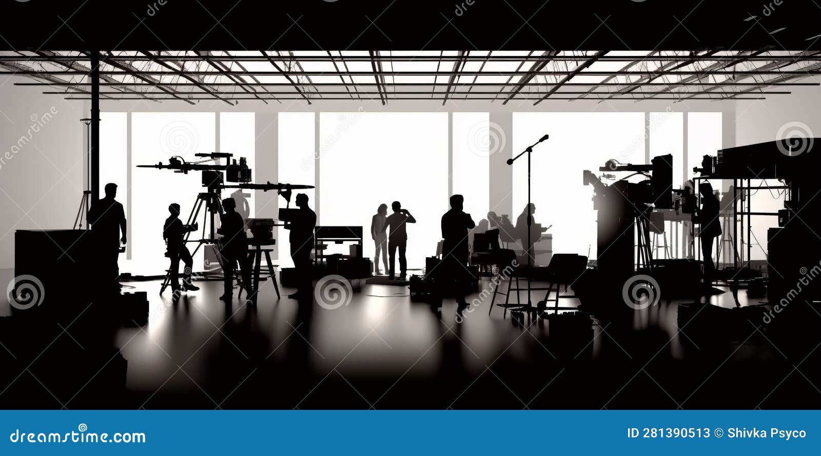 Image of Silhouette of Video Production Team Generative AI Stock ...