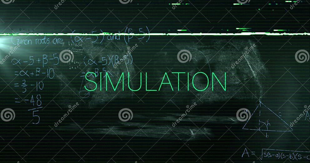 Image of Simulation Text in Green Over Mathematical Equations and ...