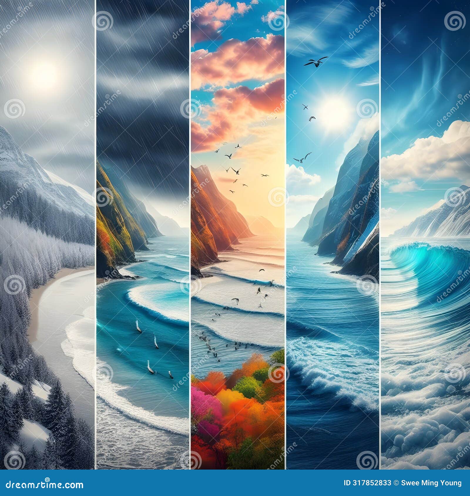 Image of a Single Photo with Four Frames Depicting Winter, Spring ...