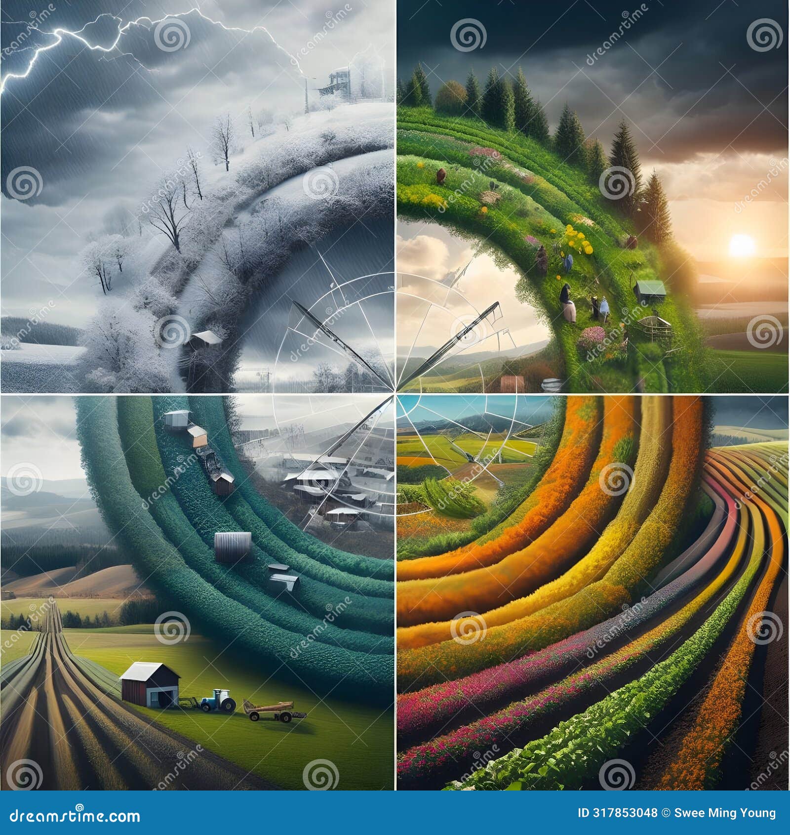 Image of a Single Photo with Four Frames Depicting Winter, Spring ...