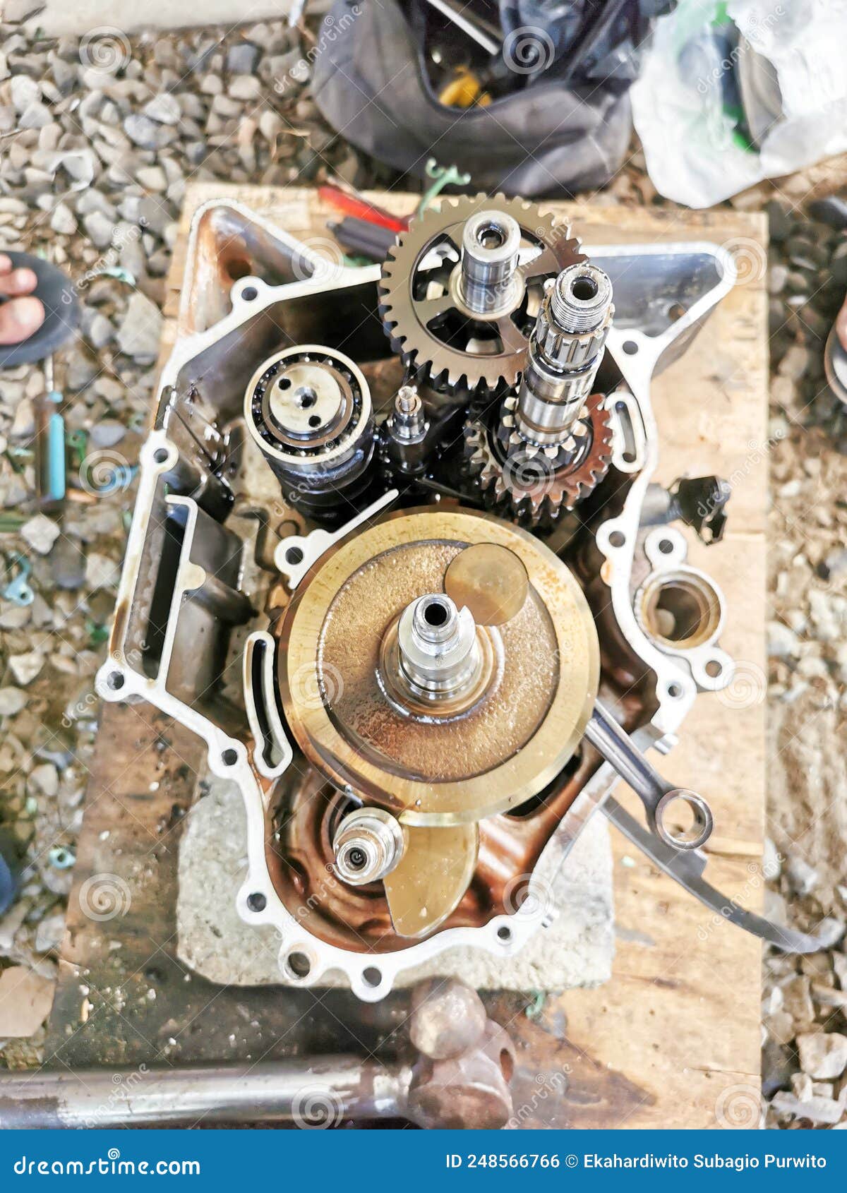 Image of Single Piston Crank Gear Motorcycle Engine. Selective Focus ...