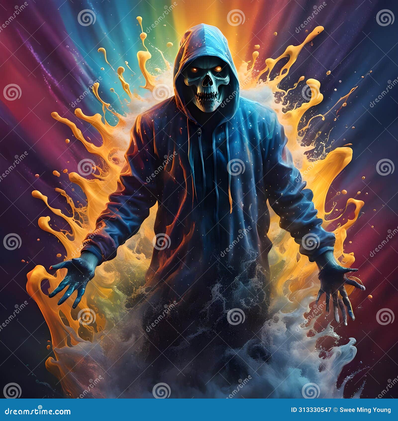 Image of Sinister Spirit Rising Up from Liquid Splash Art. Stock ...