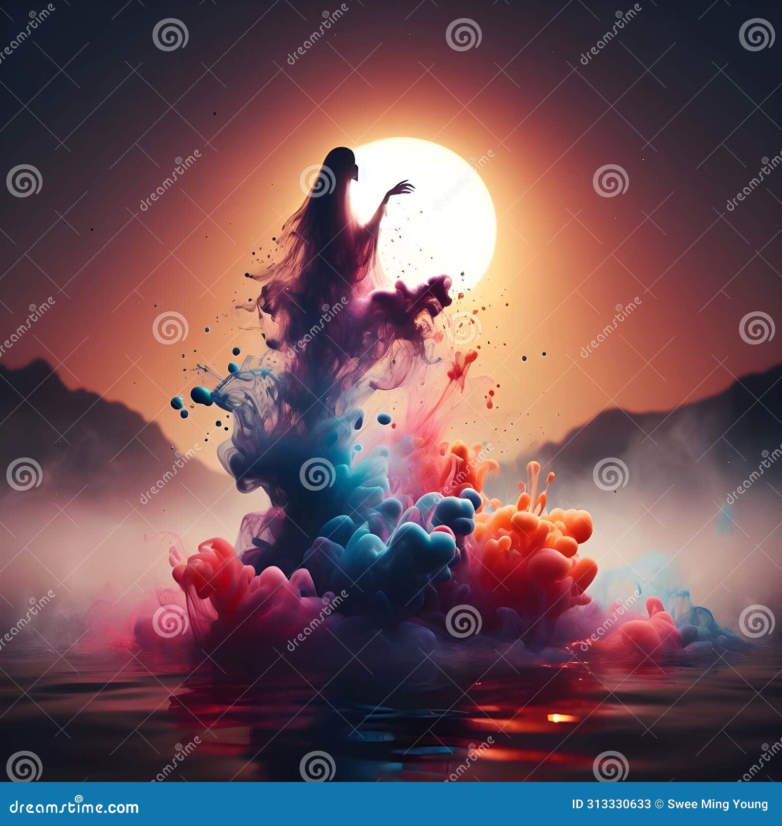 Image of Sinister Spirit Rising Up from Liquid Splash Art. Stock ...