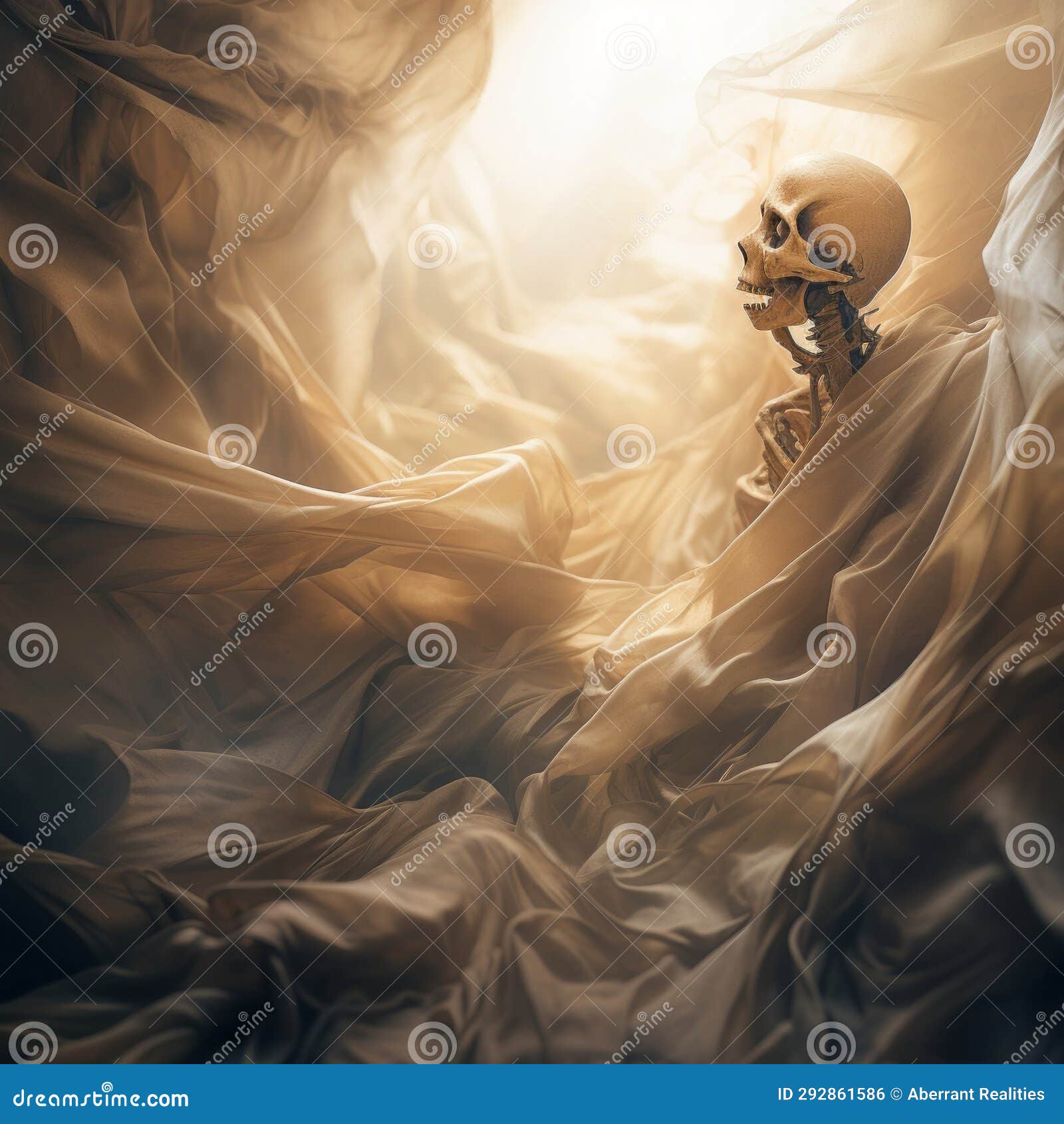 An Image of a Skeleton Sitting in a Cloud Stock Illustration ...