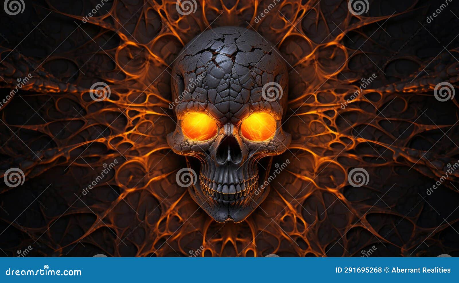 An Image of a Skull with Glowing Eyes Stock Illustration - Illustration ...