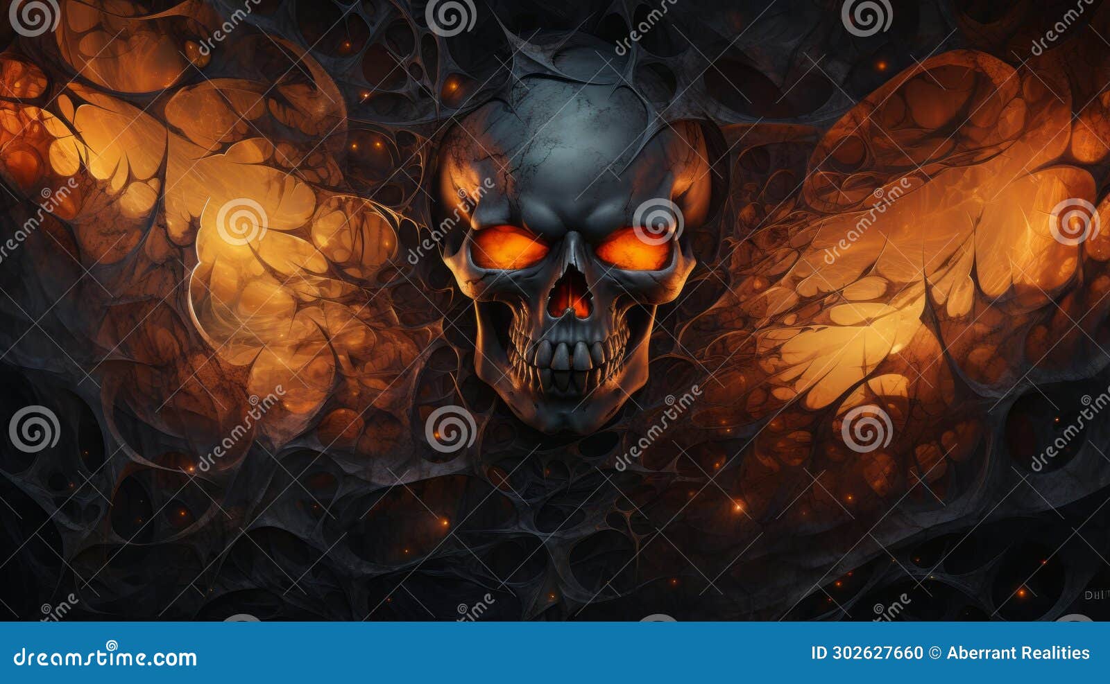 An Image of a Skull with Glowing Eyes Stock Illustration - Illustration ...
