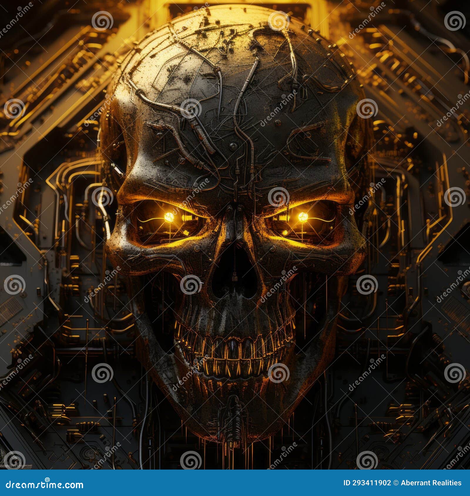 An Image of a Skull with Glowing Eyes Stock Illustration - Illustration ...