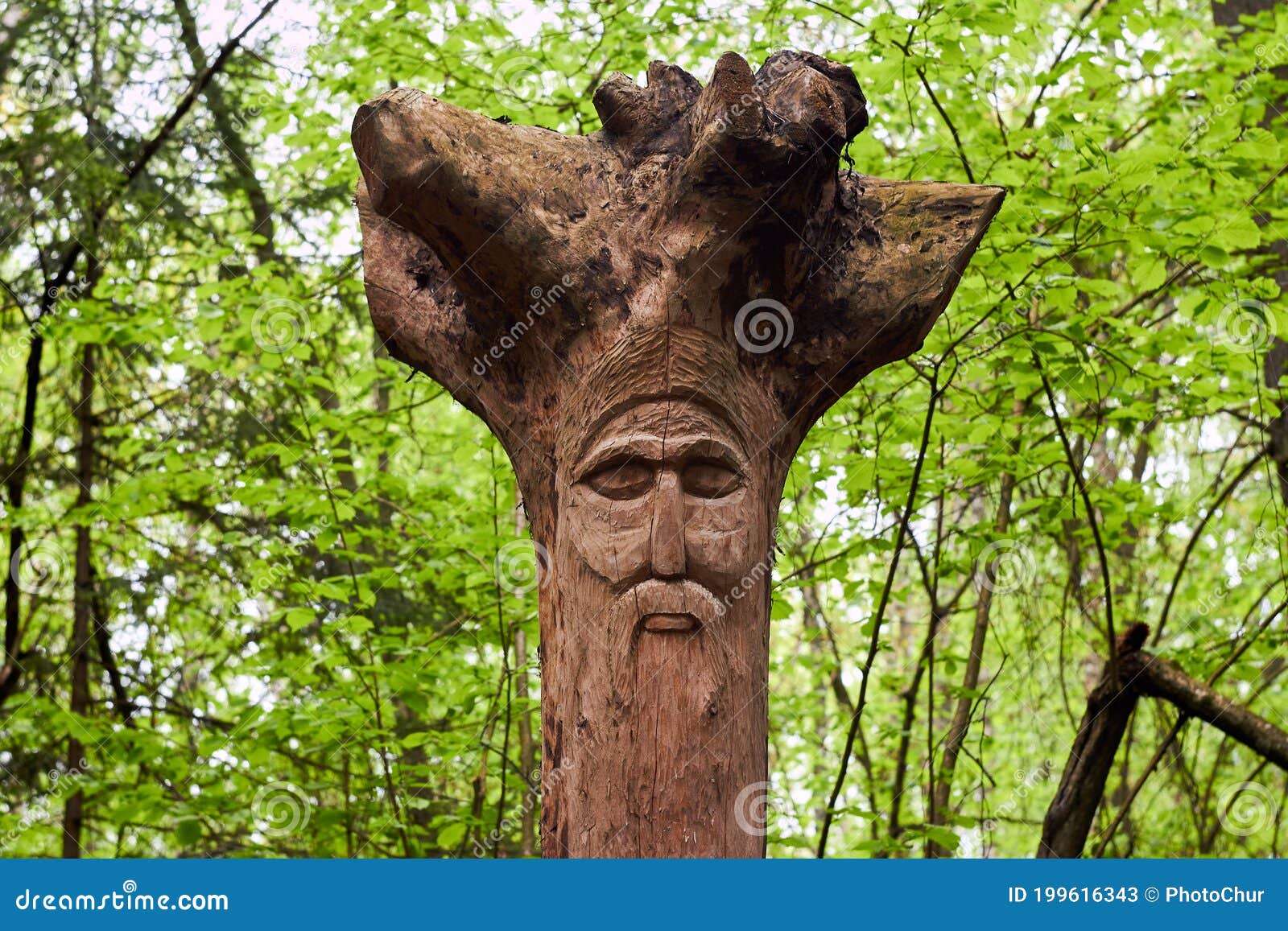 Image Of The Slavic Deity Veles Carved From A Tree Trunk On A Neo-Pagan ...