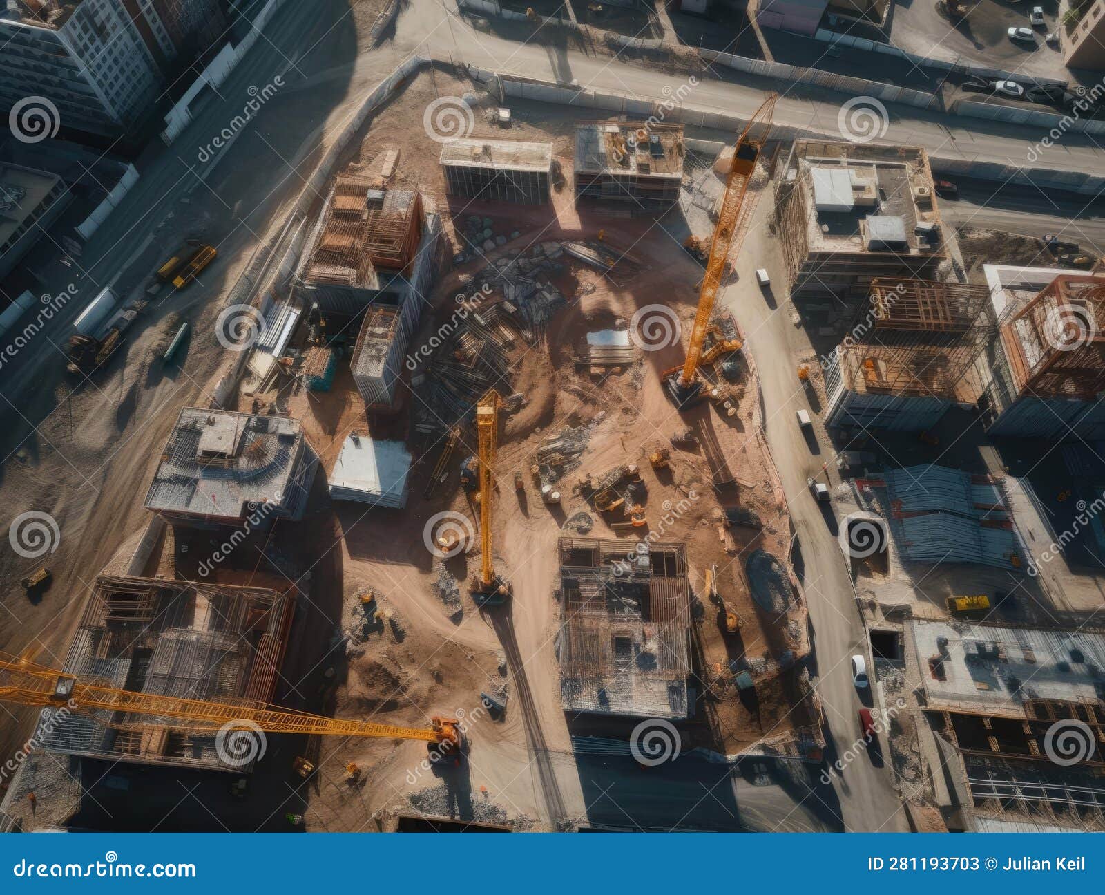 Optimized Construction Site with AIpowered Drone Stock Illustration ...