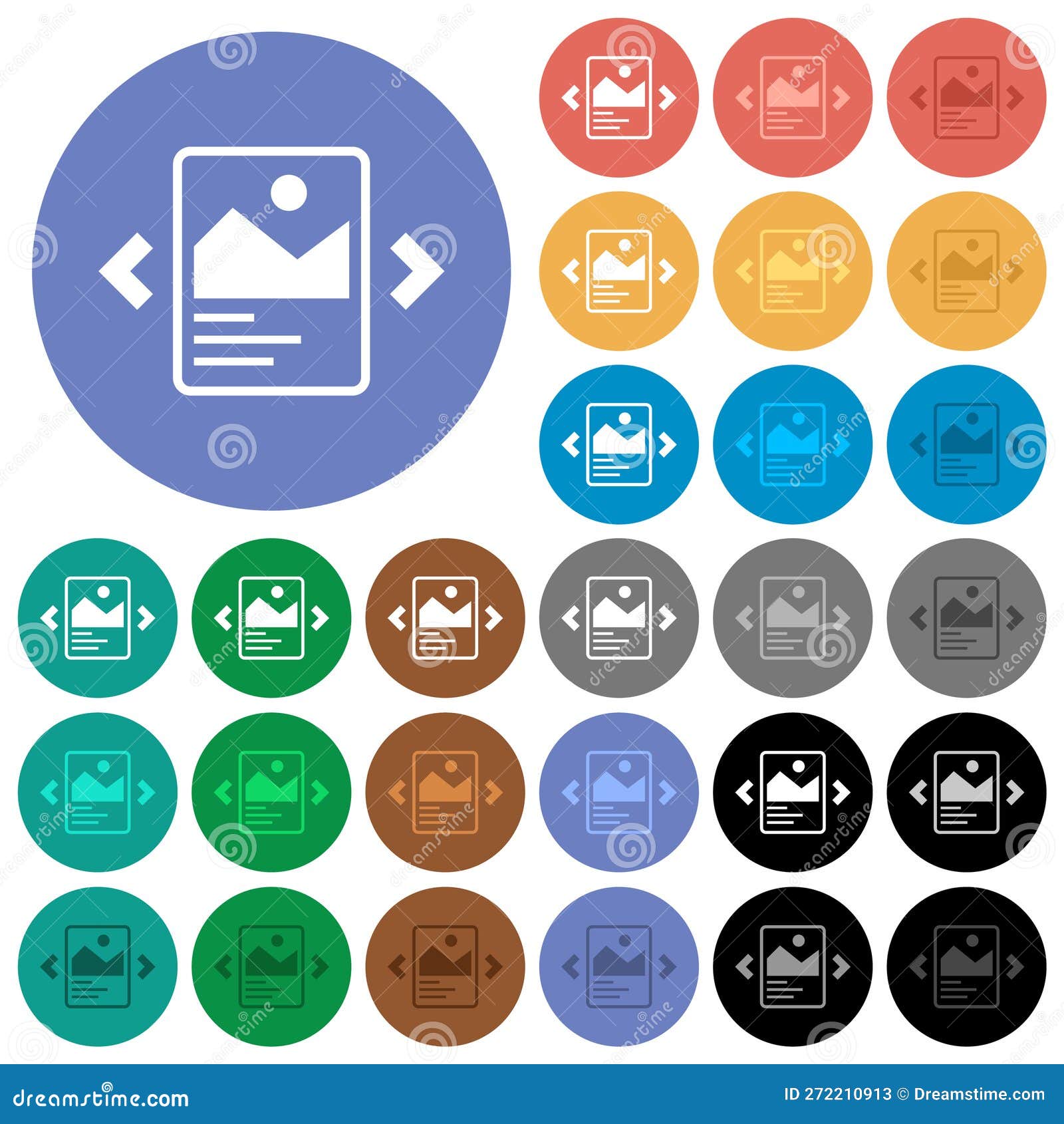 Image Slideshow with Captions Round Flat Multi Colored Icons Stock ...