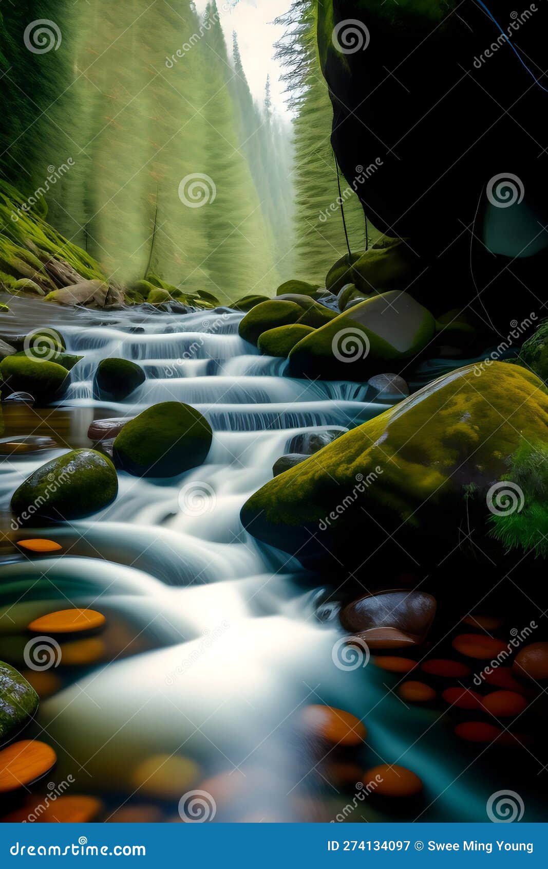 Image of the Slow Exposure Photography of Water Streaming Down from the ...