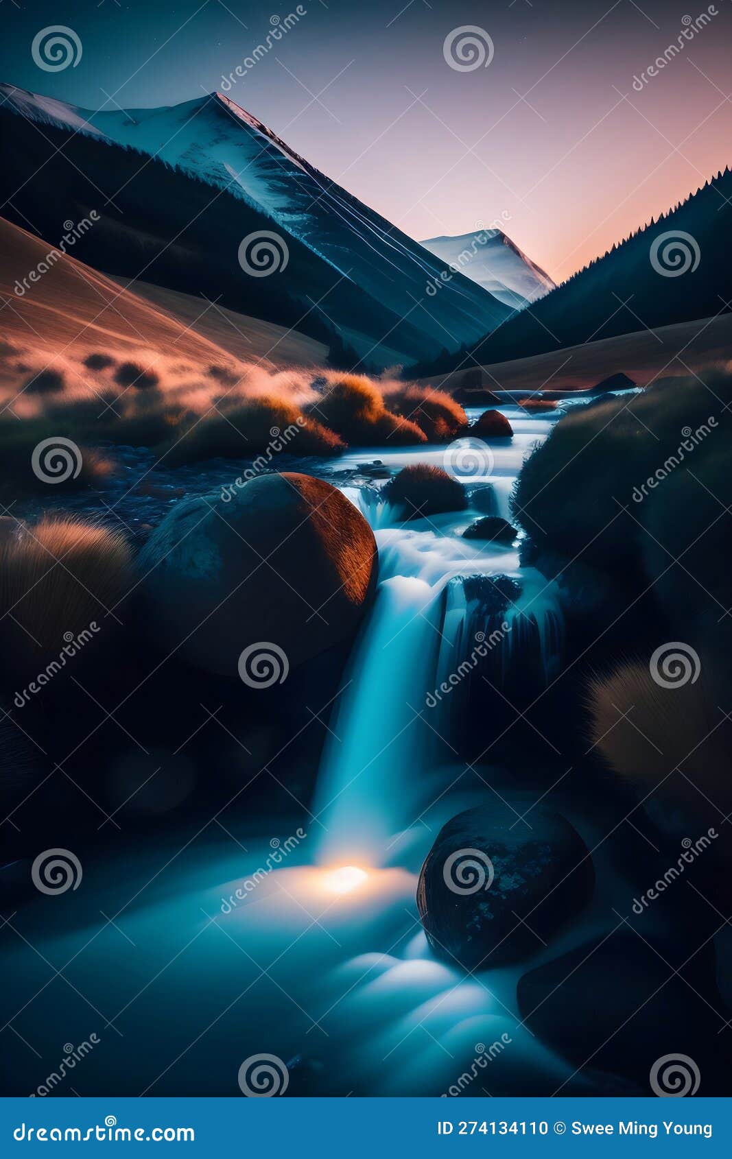 Image of the Slow Exposure Photography of Water Streaming Down from the ...