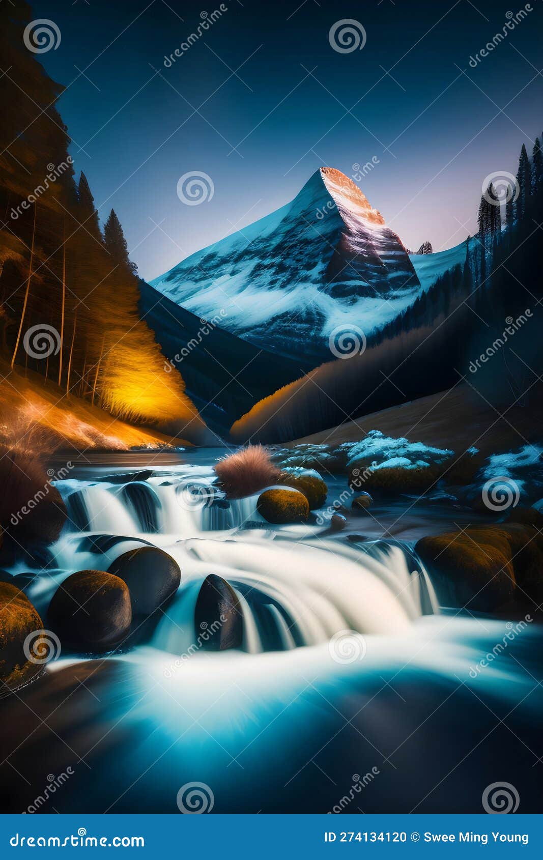 Image of the Slow Exposure Photography of Water Streaming Down from the ...