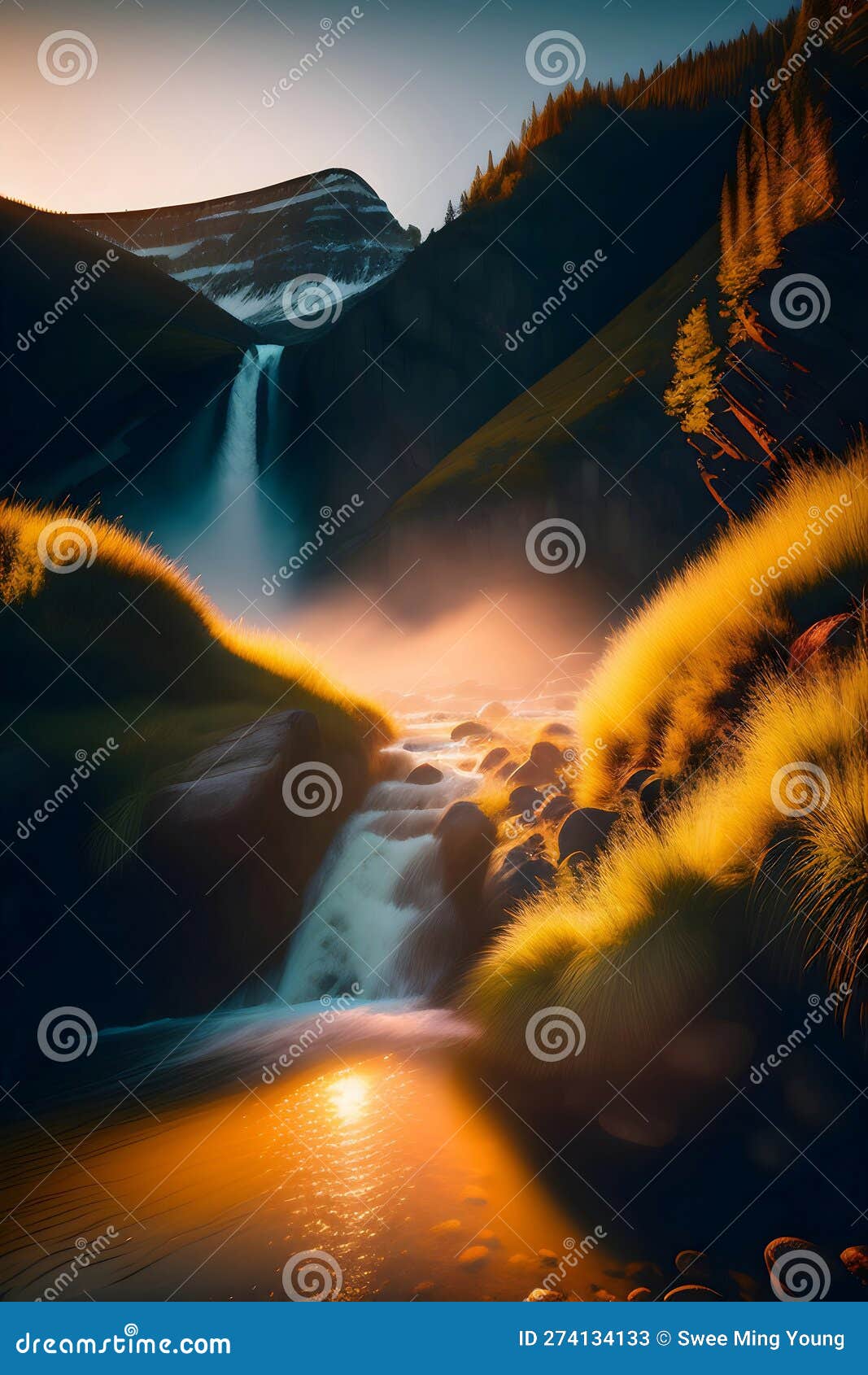Image of the Slow Exposure Photography of Water Streaming Down from the ...