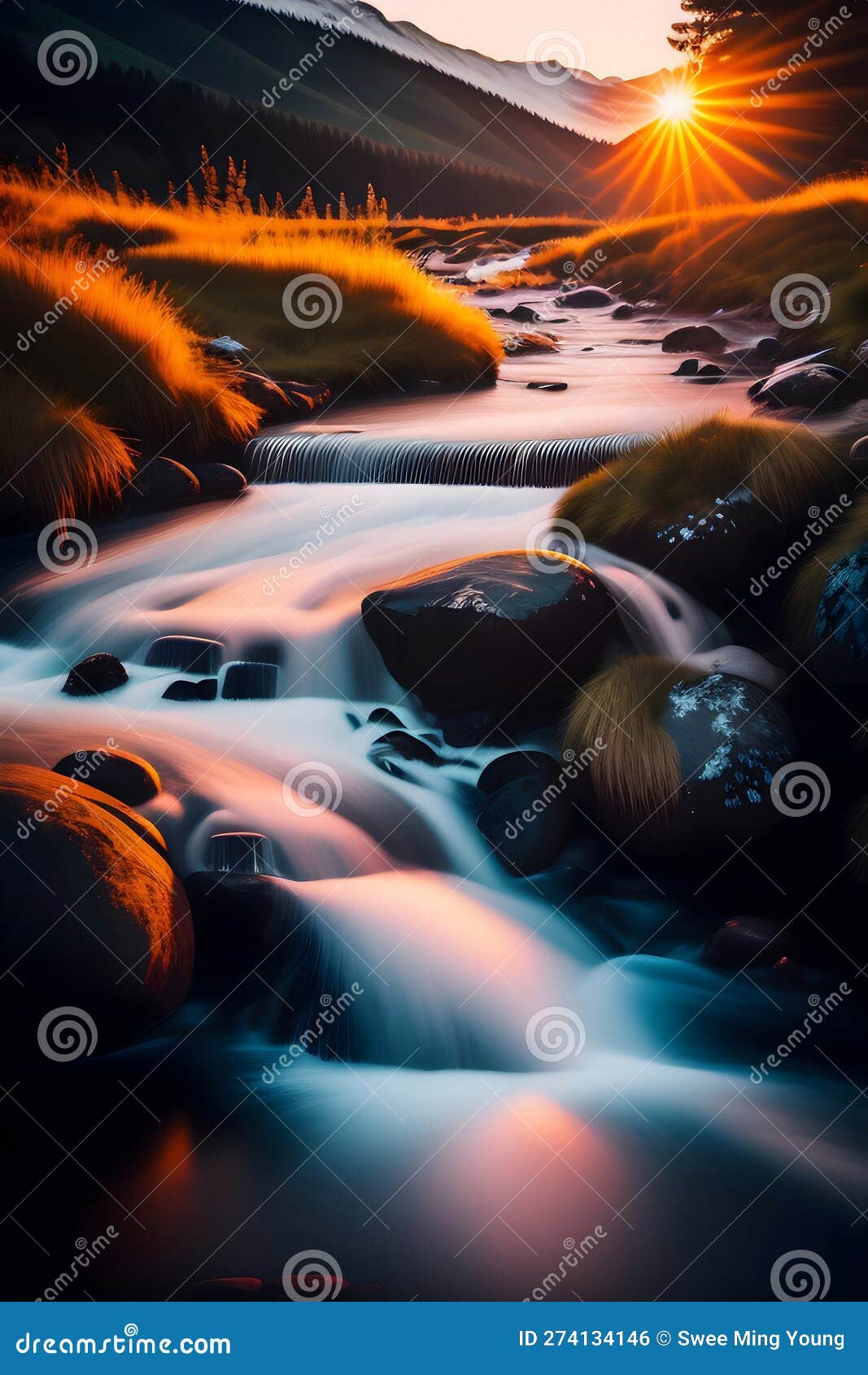 Image of the Slow Exposure Photography of Water Streaming Down from the ...