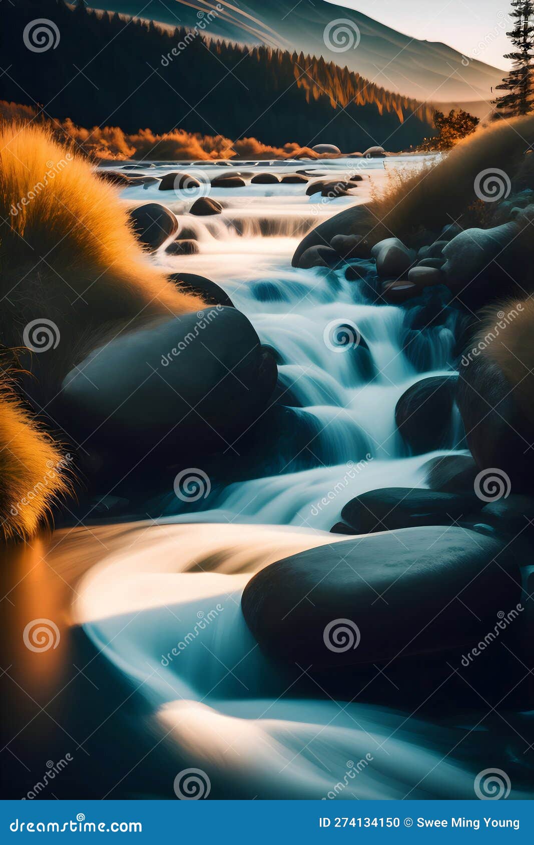 Image of the Slow Exposure Photography of Water Streaming Down from the ...
