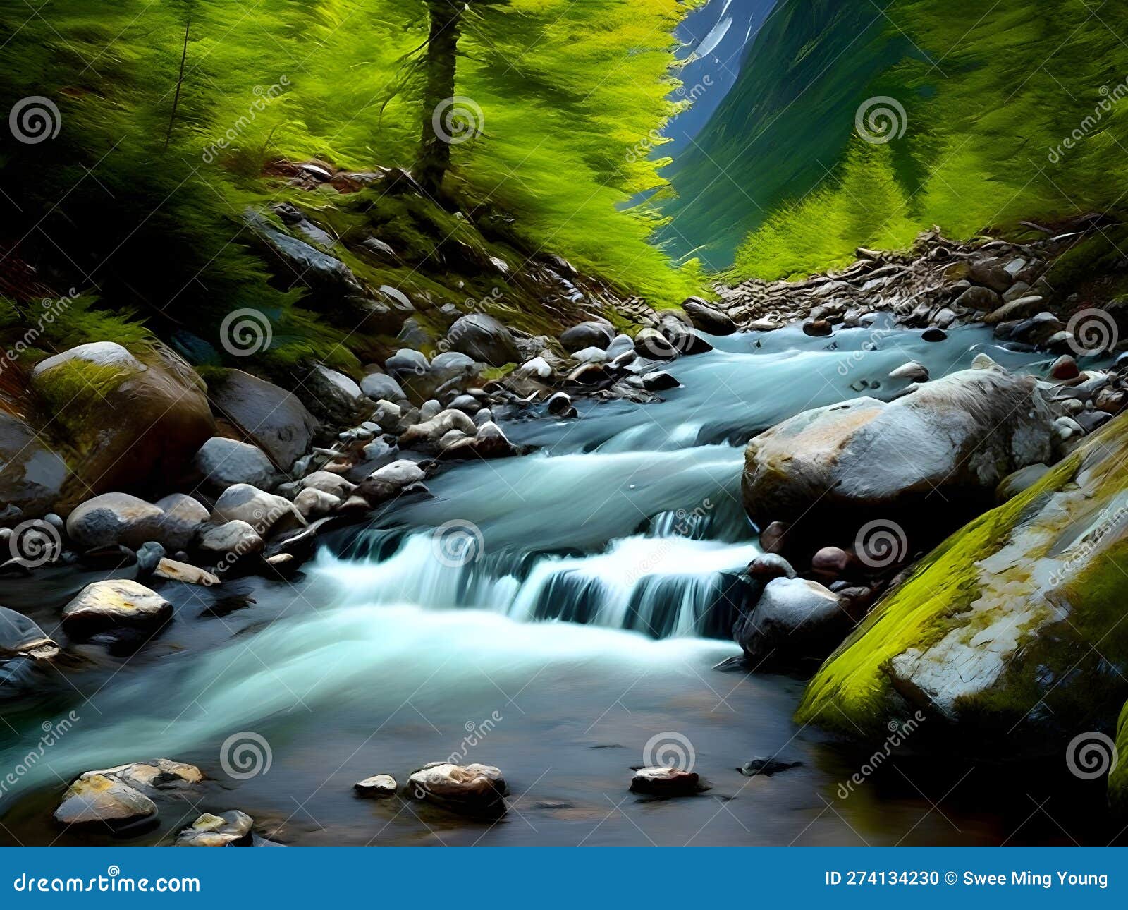 Image of the Slow Exposure Photography of Water Streaming Down from the ...