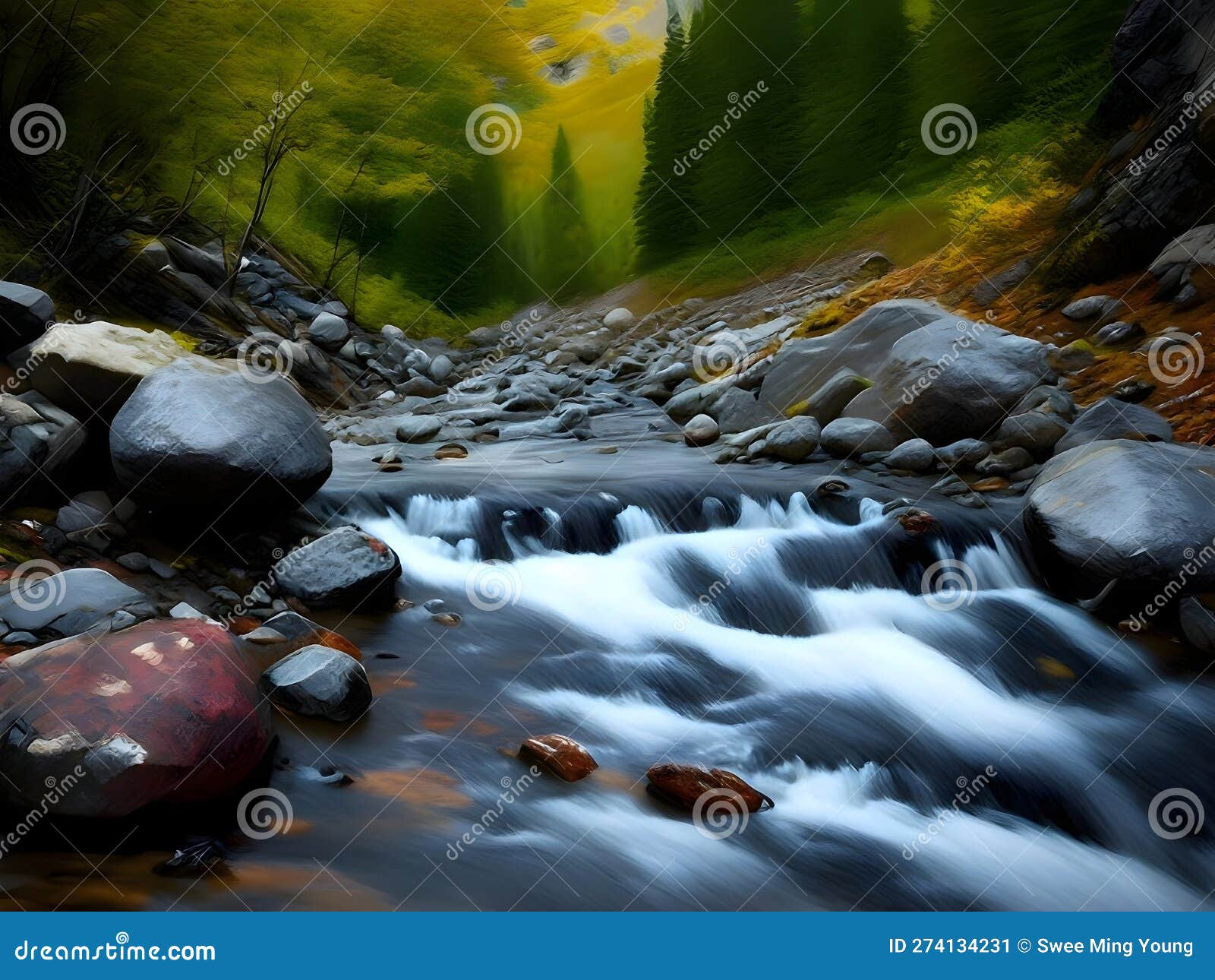 Image of the Slow Exposure Photography of Water Streaming Down from the ...