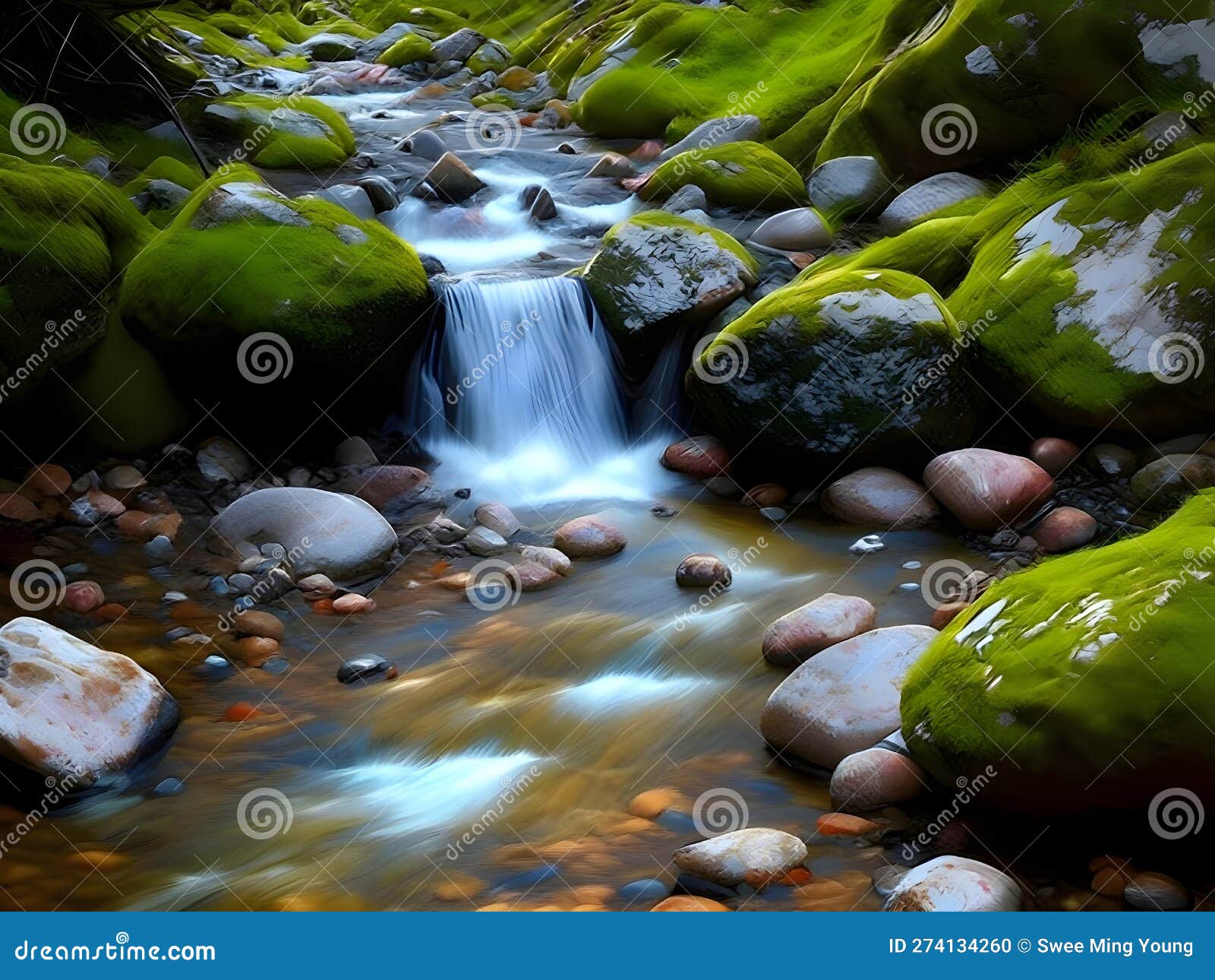 Image of the Slow Exposure Photography of Water Streaming Down from the ...