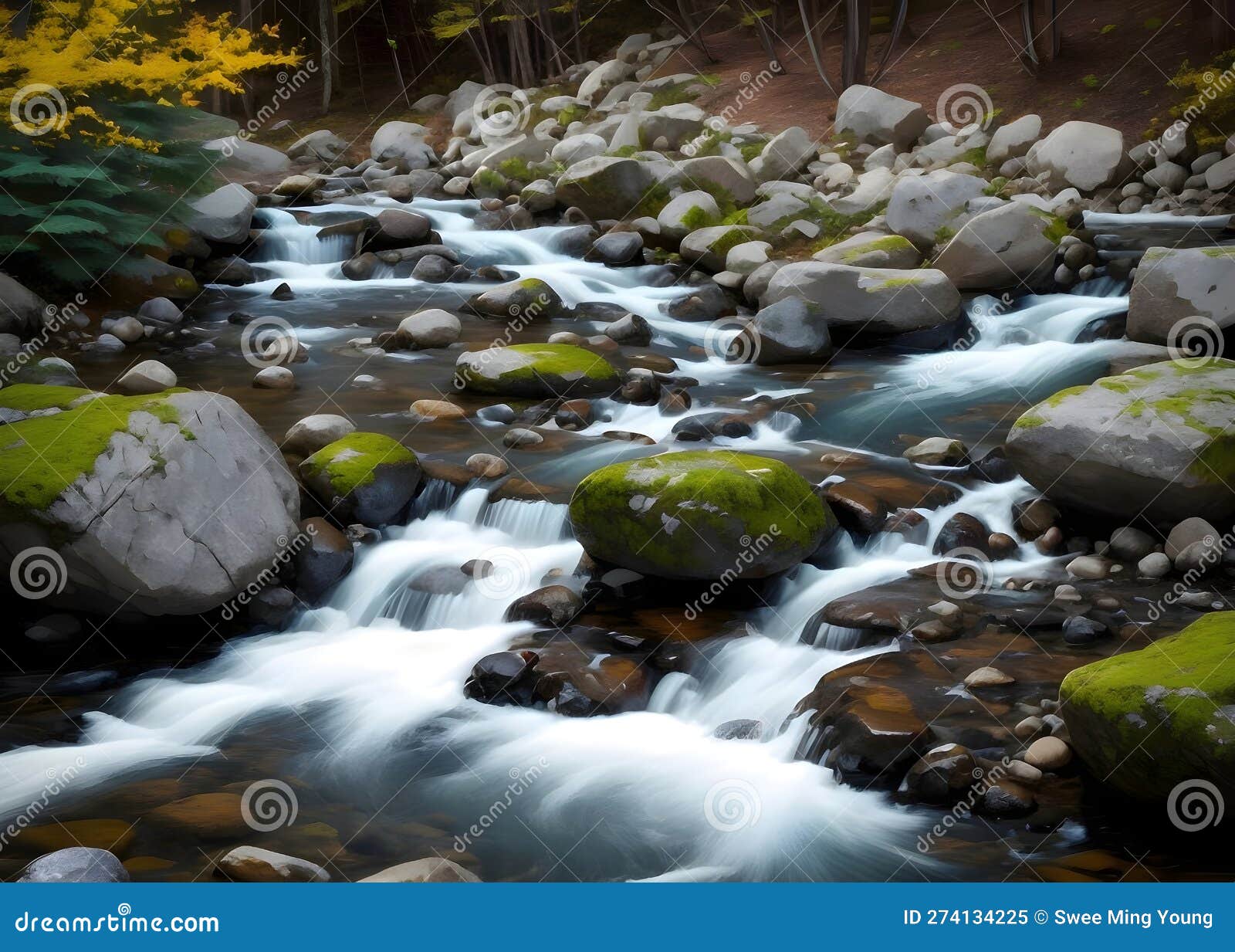 Image of the Slow Exposure Photography of Water Streaming Down from the ...
