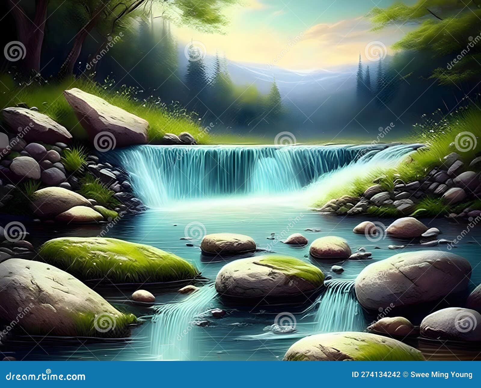 Image of the Slow Exposure Photography of Water Streaming Down from the ...