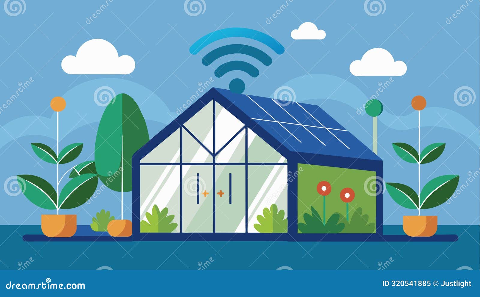 An Image of a Smart Greenhouse Equipped with IoTpowered Climate Control ...