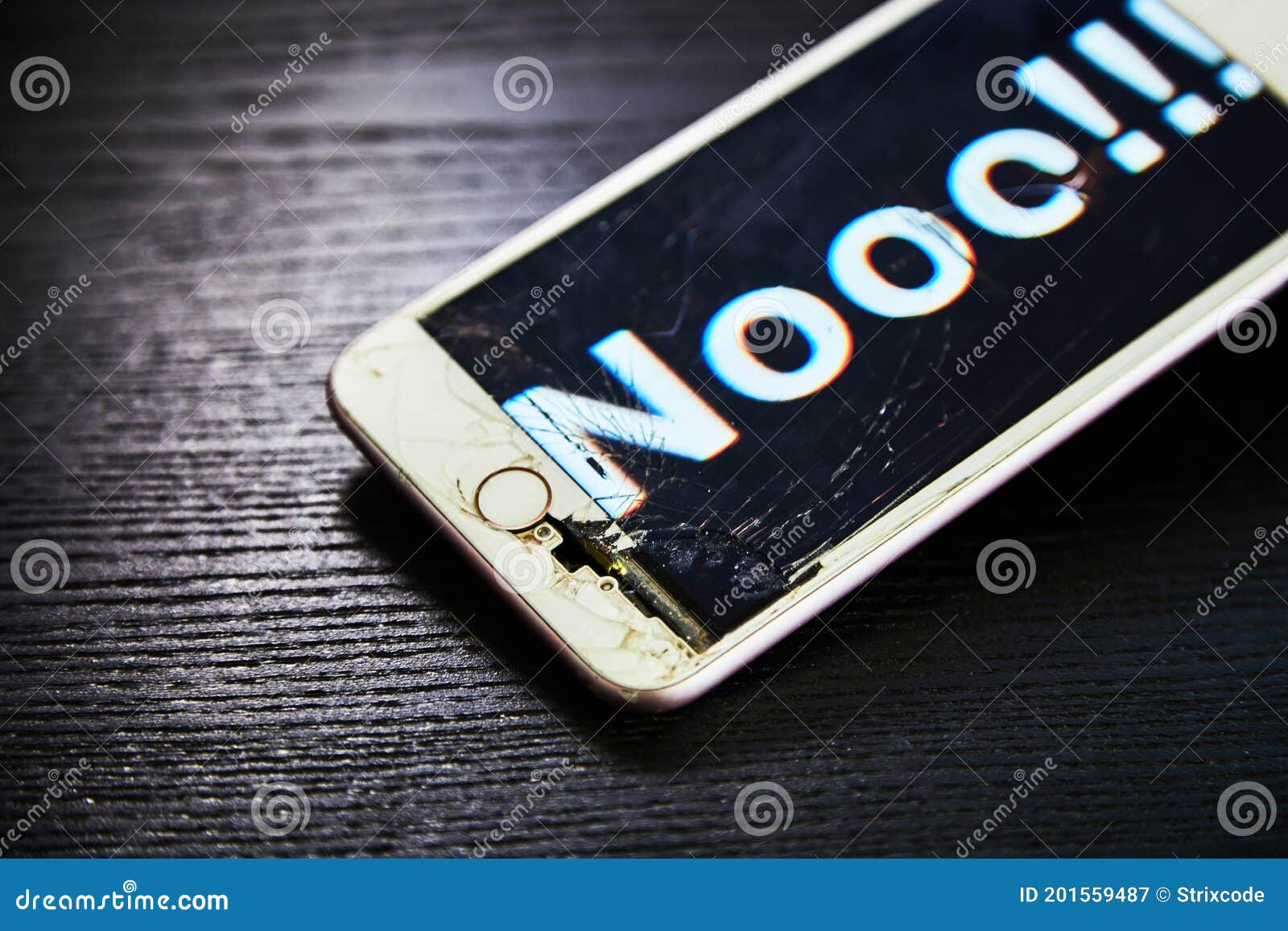 Image of Smartphone with Broken Screen and the Word Nooo!!! on it Stock ...