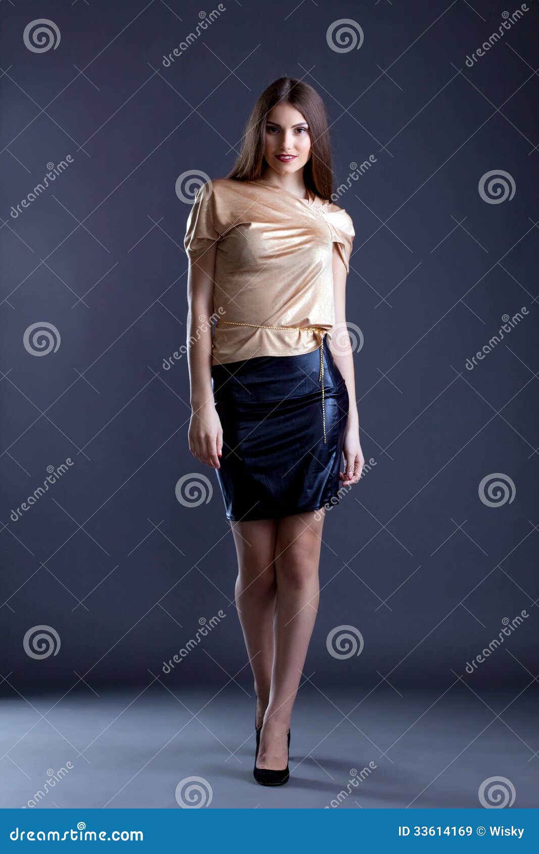 Image of Smiling Confident Model Posing in Studio Stock Image - Image ...