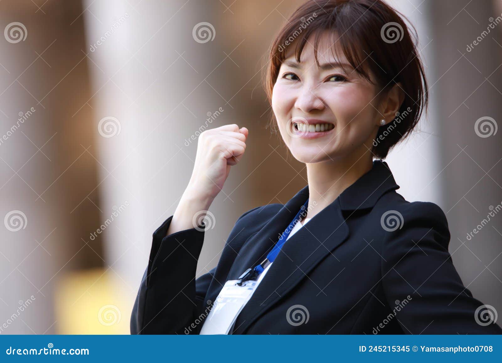 Smiley Female Office Worker Stock Image - Image of outside, outdoor ...