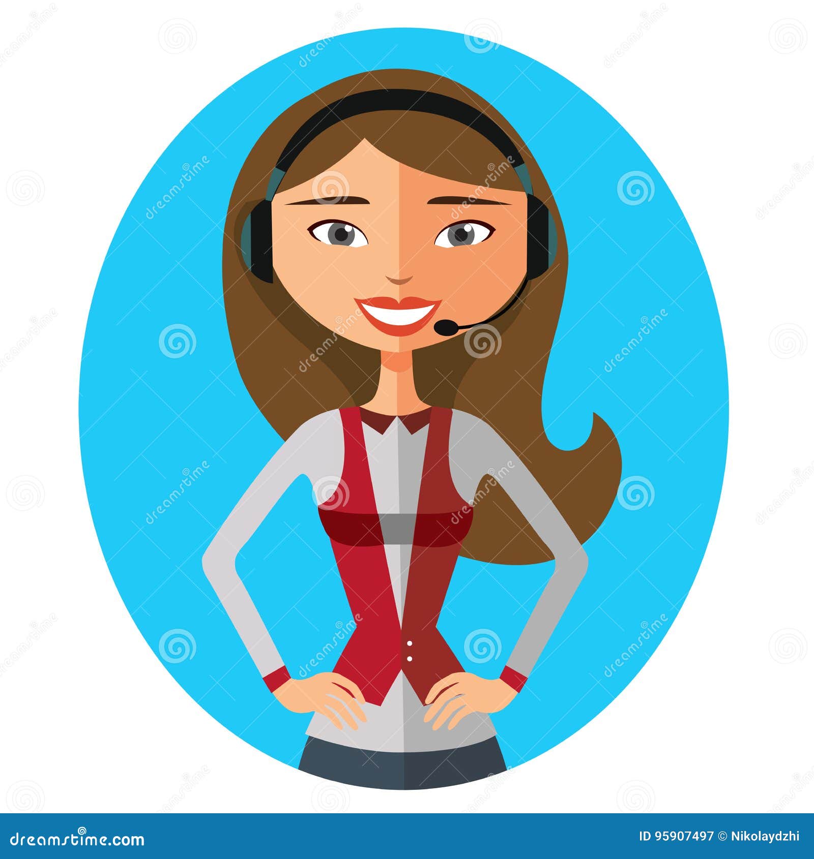 Image of Smiling Support Phone Female Operator Vector Illustration ...