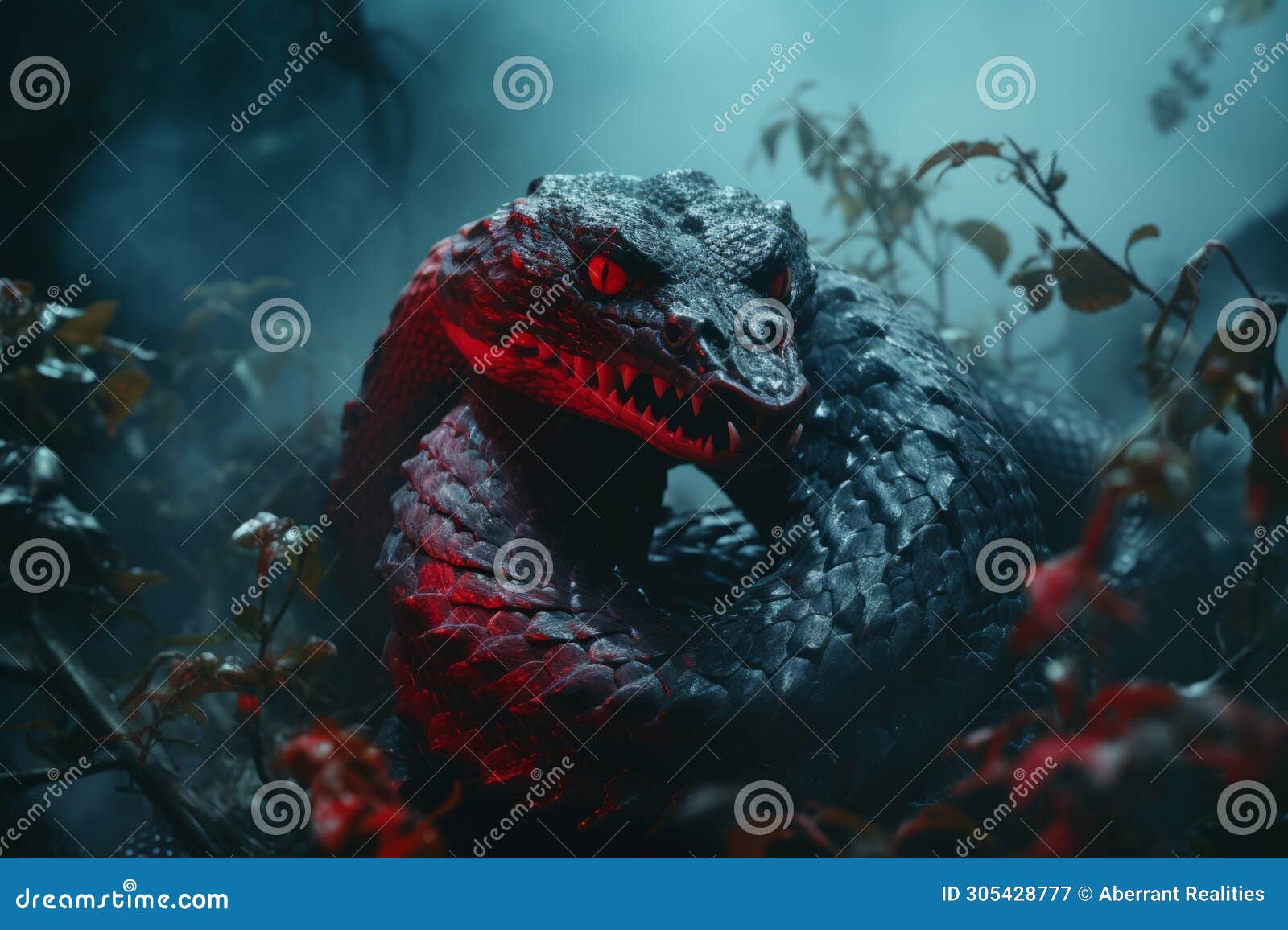 An Image of a Snake with Red Eyes Stock Illustration - Illustration of ...