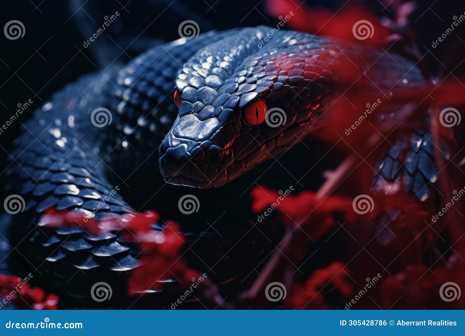 An Image of a Snake with Red Eyes Stock Illustration - Illustration of ...