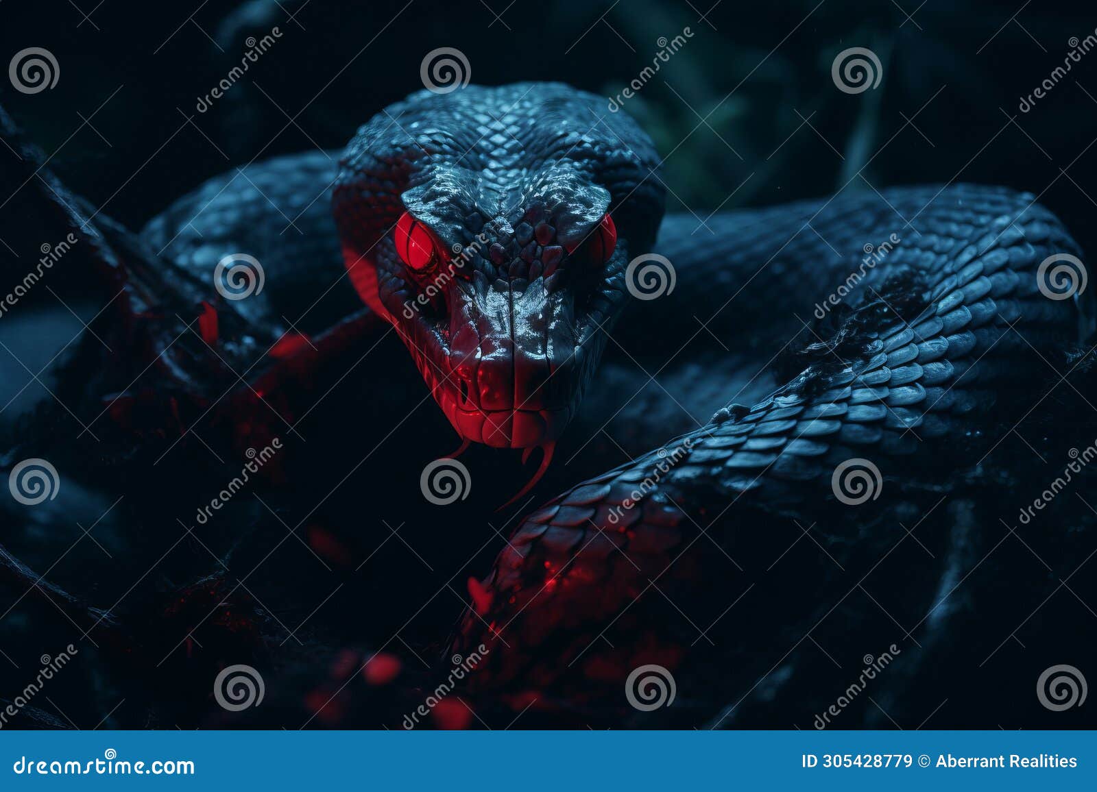 An Image of a Snake with Red Eyes Stock Illustration - Illustration of ...