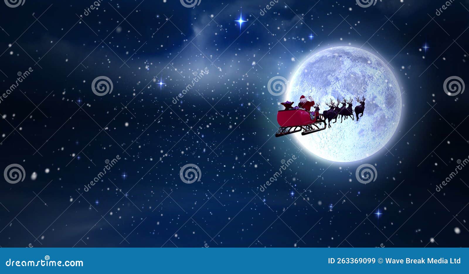 Image of Snow Falling Over Santa in Sleigh Stock Illustration ...