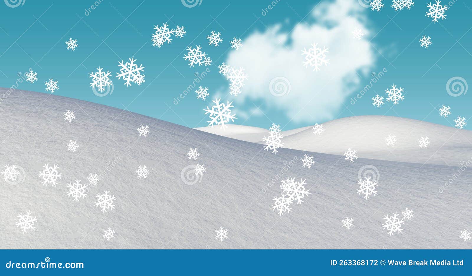Image of Snow Falling Over Winter Landscape and Sky Stock Illustration ...